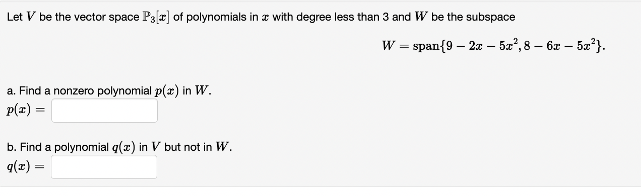 Solved Let V be the vector space P3[x] of polynomials in x | Chegg.com