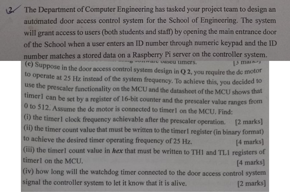 The Department of Computer Engineering has tasked | Chegg.com