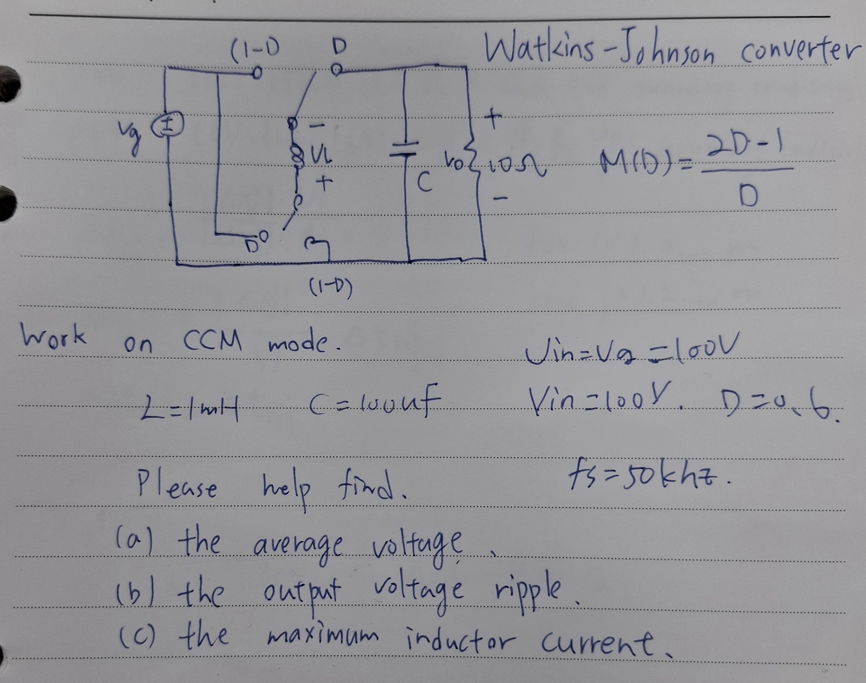 Solved Work on CCM ﻿mode.L= 1mH ,C=100ufUin =V2=100VPlease | Chegg.com