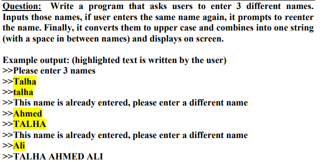 Solved Question: Write a program that asks users to enter 3 | Chegg.com