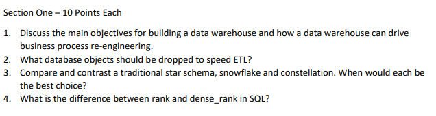 Solved Section One - 10 Points Each 1. Discuss the main | Chegg.com