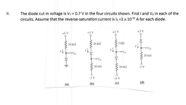Solved The diode cut in voltage is V_{Y} = 0.7V in the four | Chegg.com