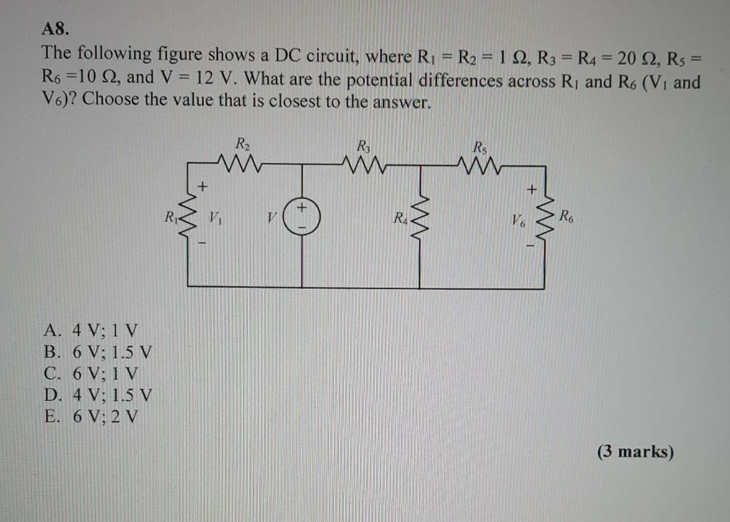 Solved A8. The following figure shows a DC circuit, where | Chegg.com
