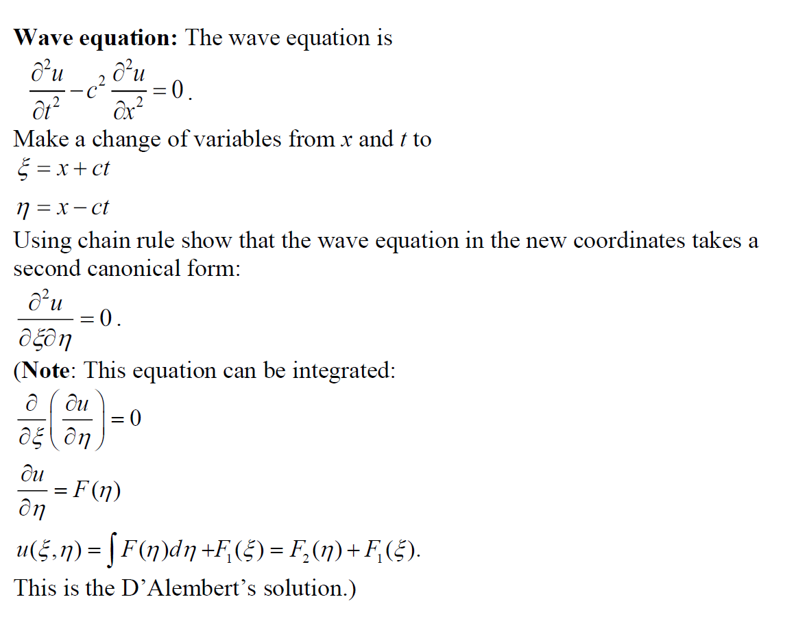 Solved Wave equation: The wave equation is | Chegg.com