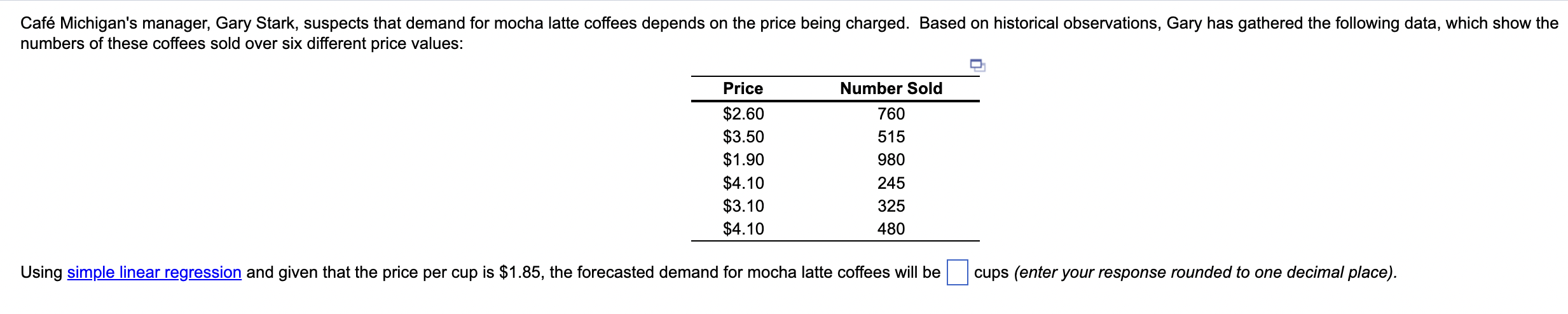 Solved Using simple linear regression and given that the | Chegg.com