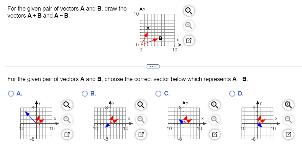 Solved For the given pair of vectors A and B, ﻿draw | Chegg.com