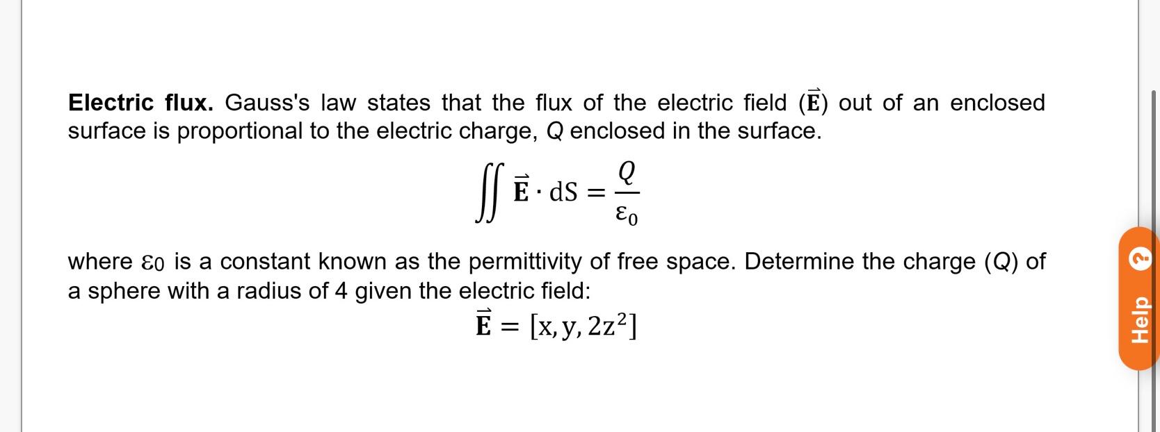 Solved Electric flux. Gauss's law states that the flux of | Chegg.com