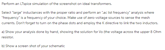 Solved Perform an LTspice simulation of the screenshot on | Chegg.com