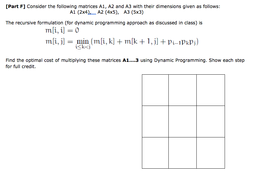Solved [Part F] Consider the following matrices A1, A2 and | Chegg.com