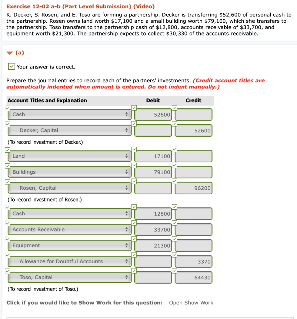 Solved Exercise 12-02 a-b (Part Level Submission) (Video) K. | Chegg.com