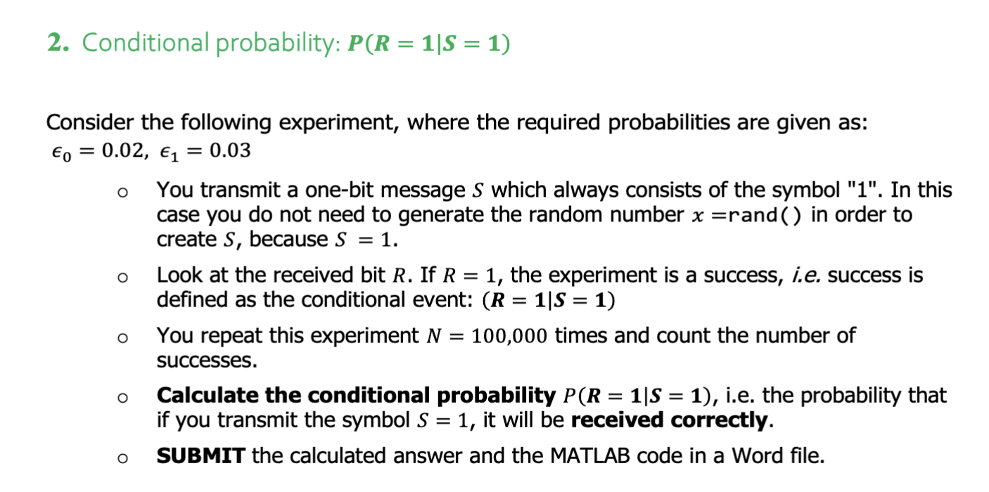 Solved 2. Conditional probability: P(R=1∣S=1) Consider the | Chegg.com