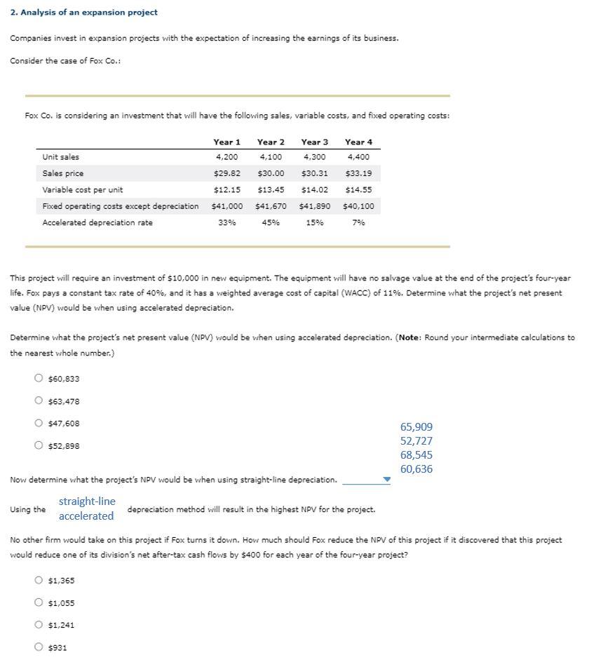 Solved 2. Analysis of an expansion project Companies invest | Chegg.com