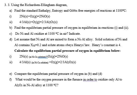 3. 3. Using the Richardsen-Ellingham diagram, a) Find | Chegg.com