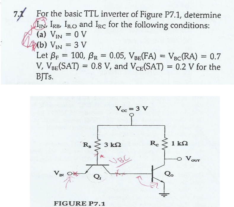 Solved 7.1 For the basic TTL inverter of Figure P7.1, | Chegg.com