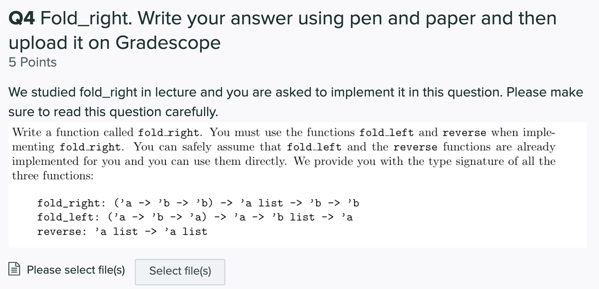 Q4 Fold_right. Write your answer using pen and paper | Chegg.com