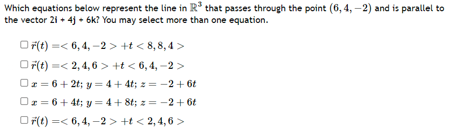 Solved Which equations below represent the line in R3 that | Chegg.com