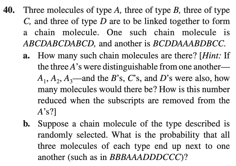 Solved Three molecules of type A, three of type B, three of | Chegg.com