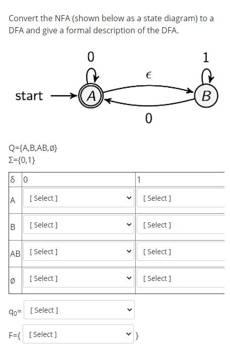 Solved Convert the NFA (shown below as a state diagram) to a | Chegg.com