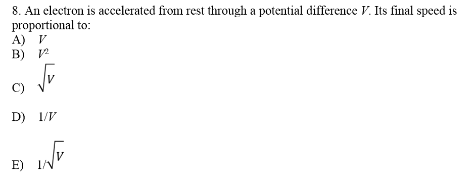 Solved 8 An Electron Is Accelerated From Rest Through A
