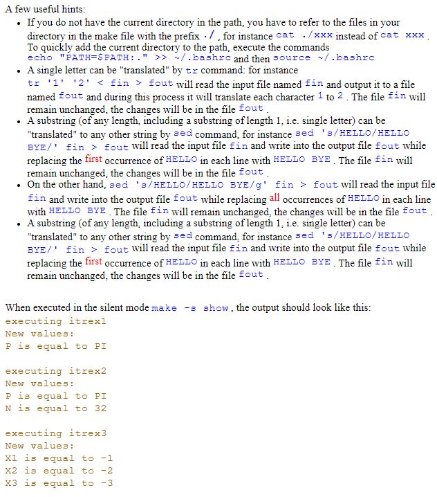 . Task 1. make file named makefile The name of your | Chegg.com