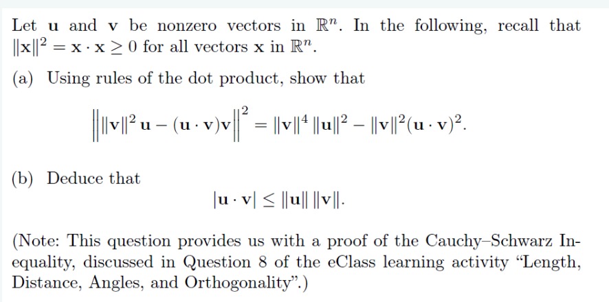 Solved Let u ﻿and v ﻿be nonzero vectors in Rn. ﻿In the | Chegg.com