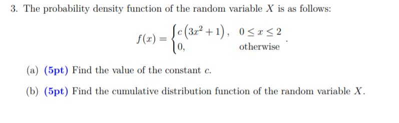 Solved 3. The probability density function of the random | Chegg.com