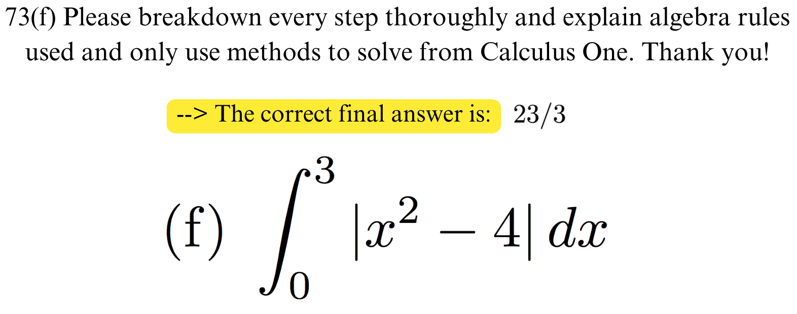 Solved 73(f) Please breakdown every step thoroughly and | Chegg.com