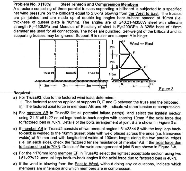 Problem No. 3 [18\%] Steel Tension and Compression | Chegg.com