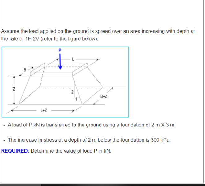 Solved Assume the load applied on the ground is spread over | Chegg.com