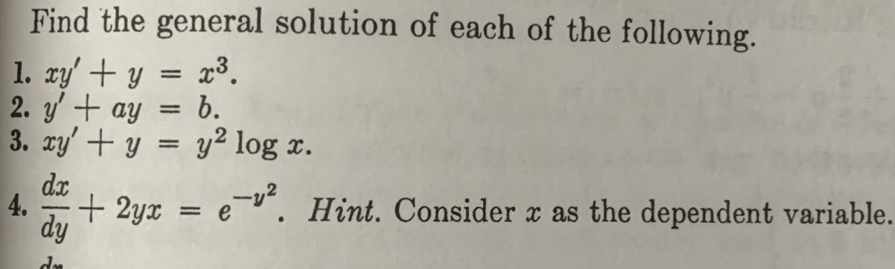 Solved Find the general solution of each of the following. | Chegg.com