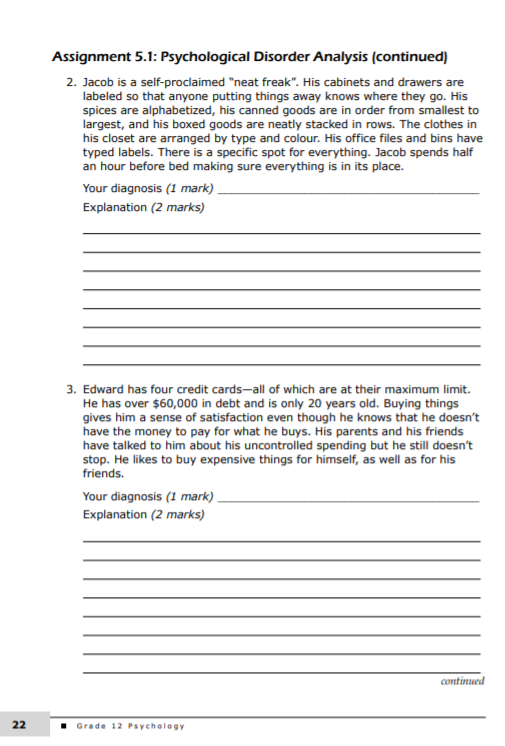 Solved Assignment 5.1: Psychological Disorder Analysis (18 | Chegg.com
