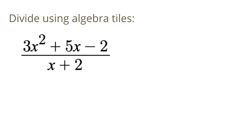 Solved Divide using algebra tiles: 3.x2 + 5x 2 x + 2 | Chegg.com