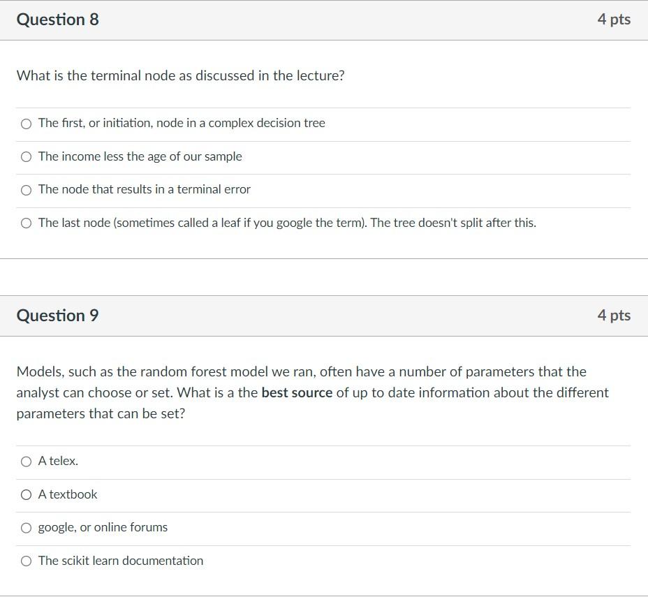 Solved What is the terminal node as discussed in the | Chegg.com