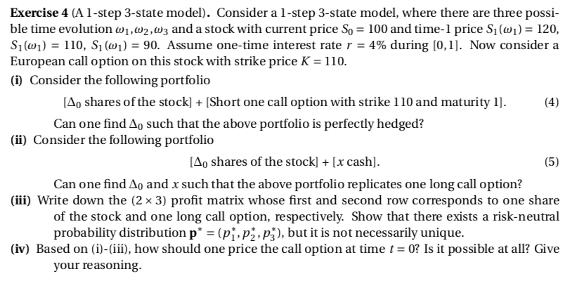 Exercise 4 (A 1-step 3-state model). Consider a | Chegg.com