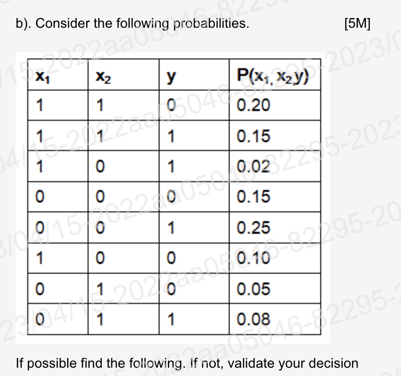Solved b). Consider the following probabilities. [5M If | Chegg.com