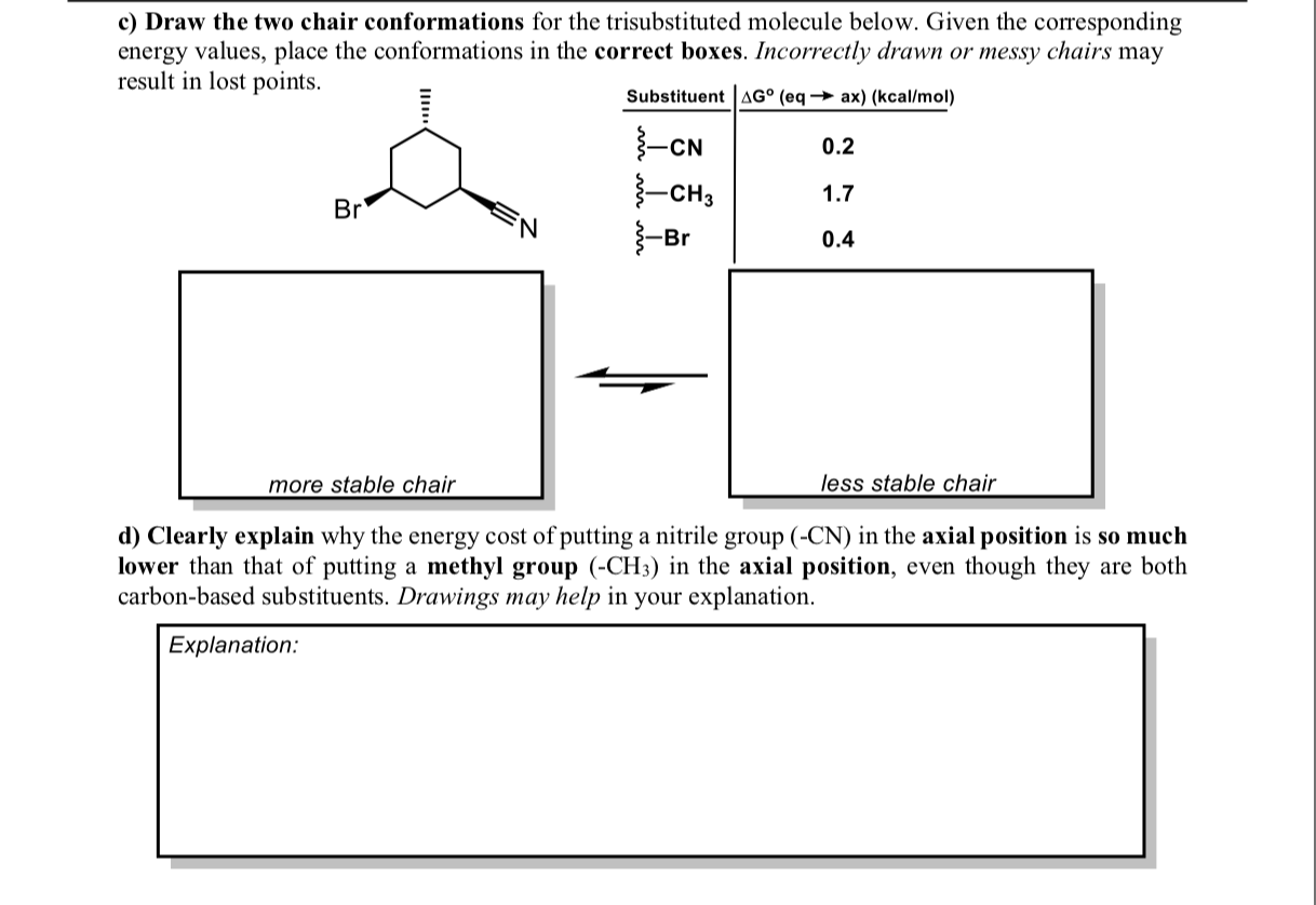 Solved c) Draw the two chair conformations for the | Chegg.com