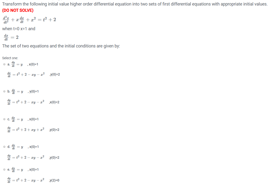 Solved Transform the following initial value higher order | Chegg.com