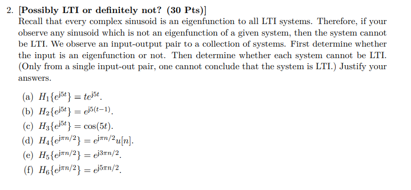 Solved [Eigenfunction of a discrete-time LTI system (20 | Chegg.com