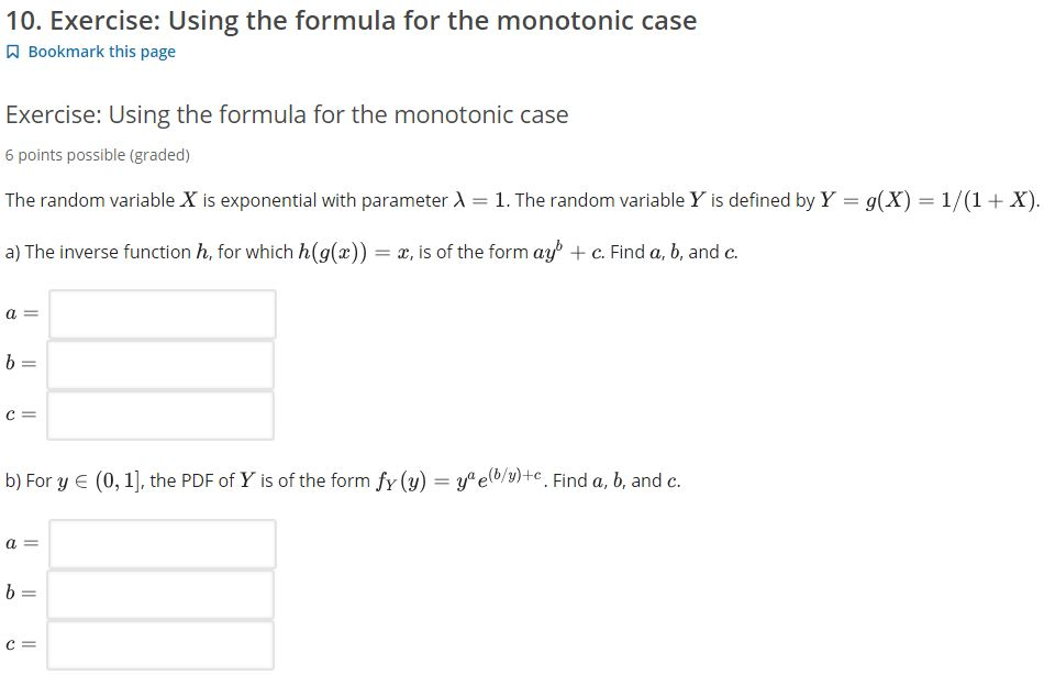 Solved 10. Exercise: Using the formula for the monotonic | Chegg.com