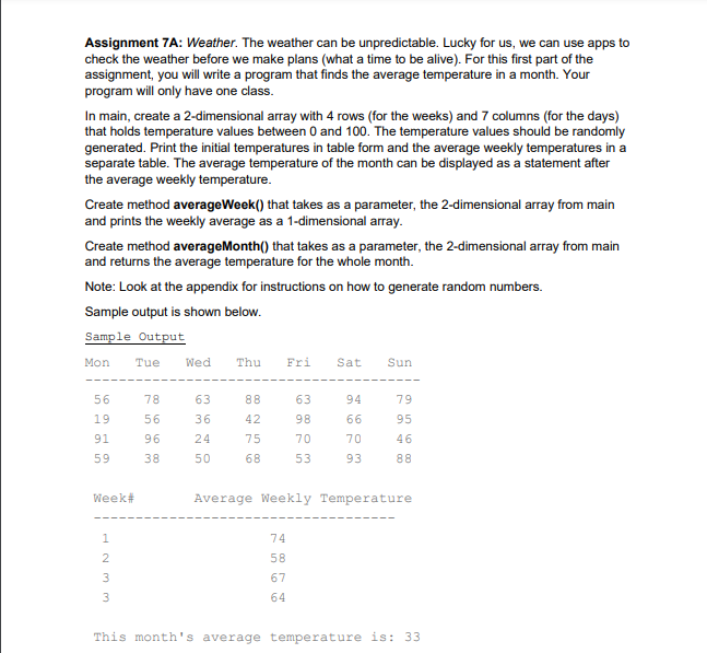 Solved Assignment 7A: Weather. The weather can be | Chegg.com