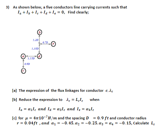 Solved 3) As shown below, a five conductors line carrying | Chegg.com