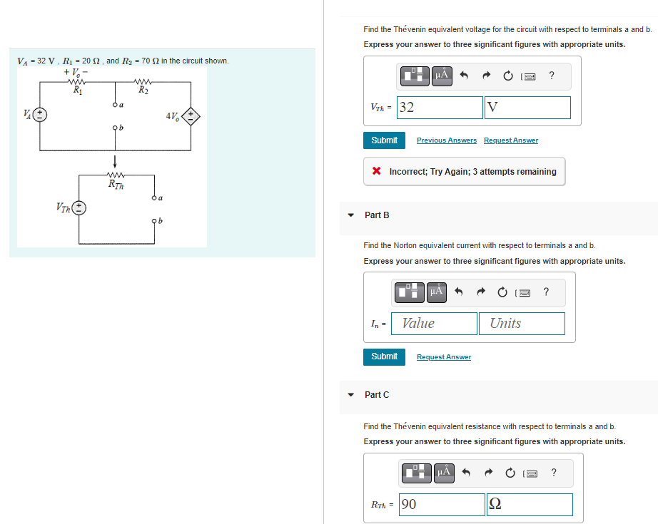 Solved Find the Thévenin equivalent voltage for the circuit | Chegg.com