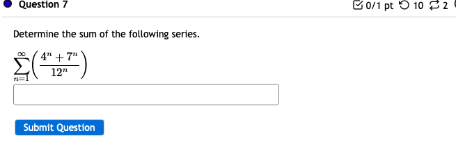 Solved Determine the sum of the following series. | Chegg.com