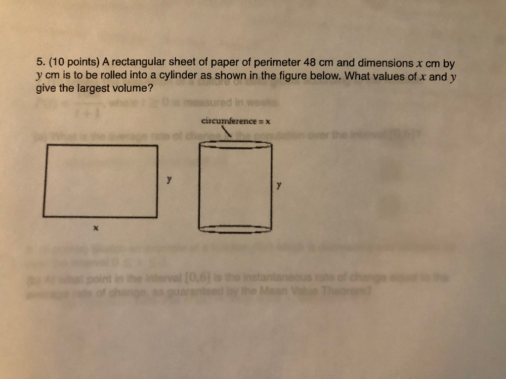 Solved 5. (10 points) A rectangular sheet of paper of | Chegg.com
