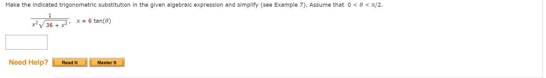 Solved x236+x21,x=6tan(θ) | Chegg.com