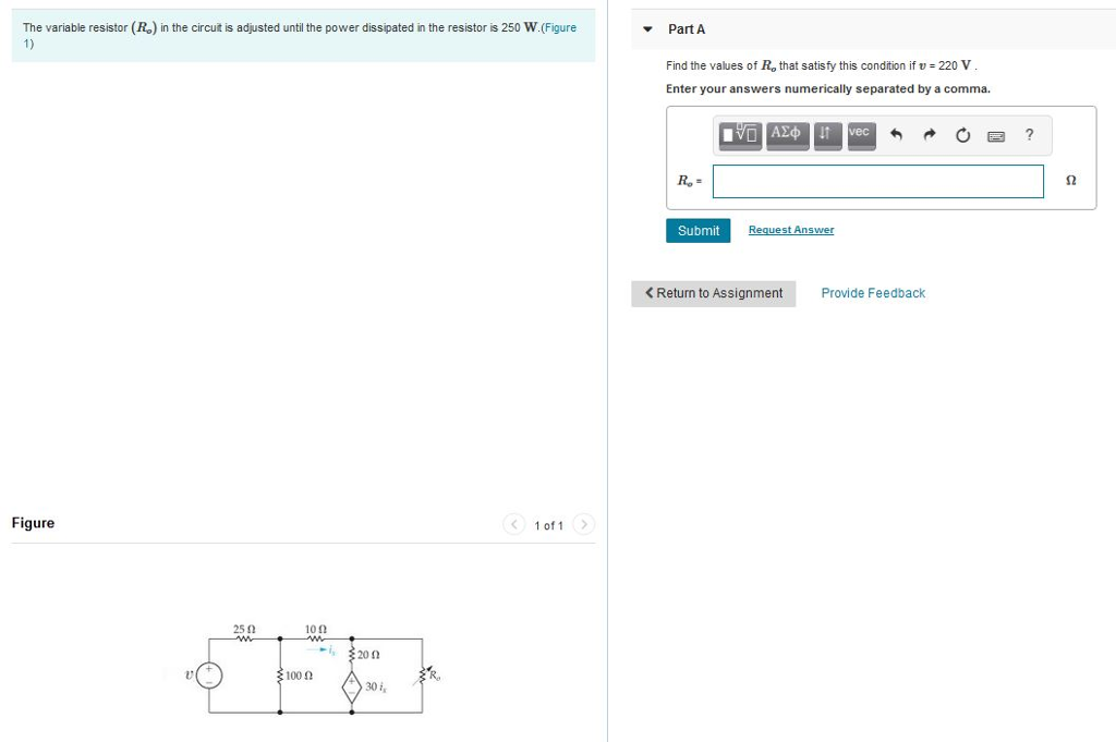 Solved The variable resistor (Ro) in the circuit is adjusted | Chegg.com