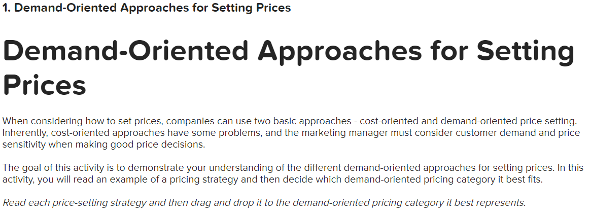 Solved Demand-Oriented Approaches for Setting | Chegg.com
