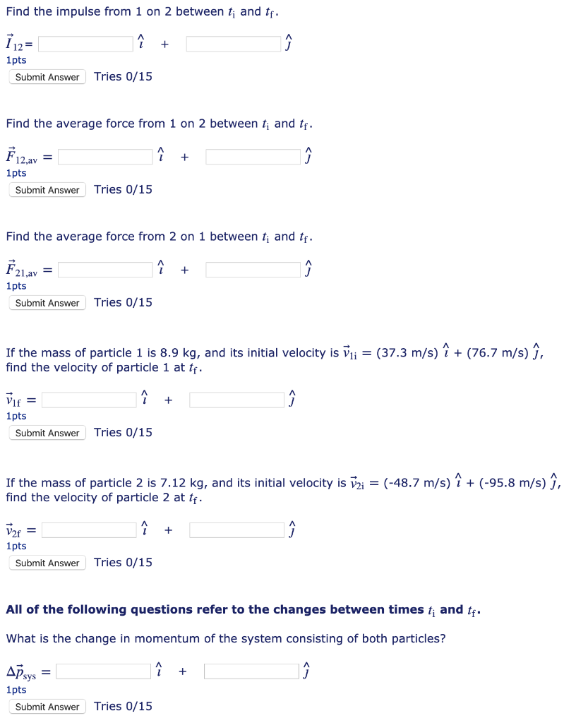2D Impulse with Calculus Note: Make sure your | Chegg.com