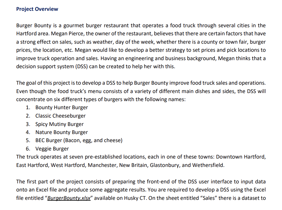 Solved Project Overview Burger Bounty is a gourmet burger | Chegg.com