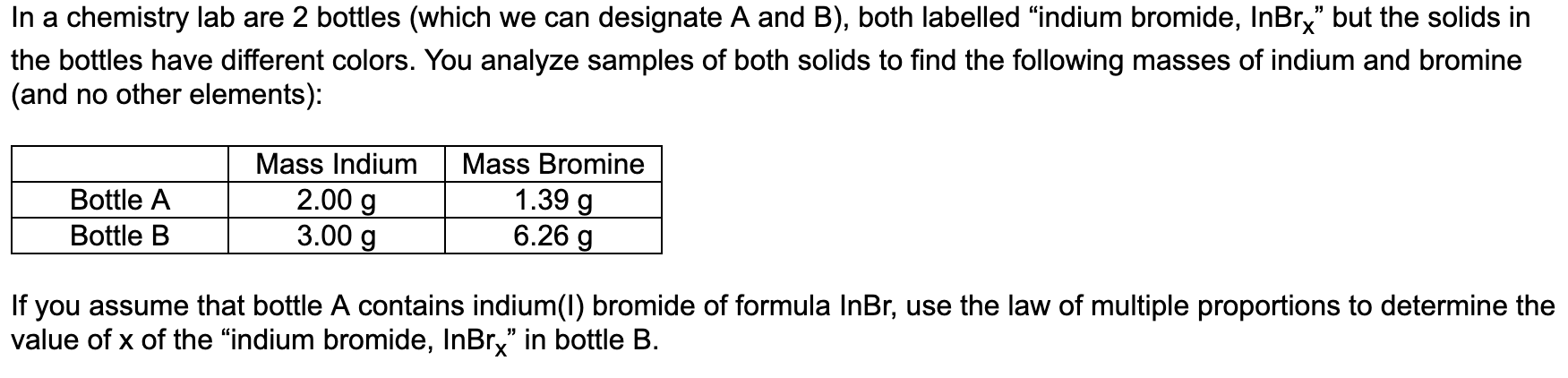 Solved In a chemistry lab are 2 bottles (which we can | Chegg.com
